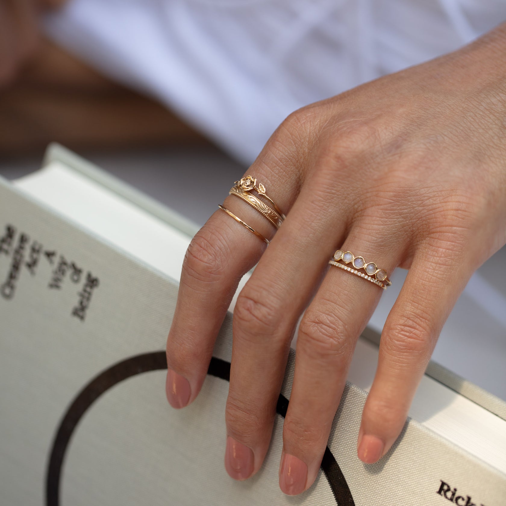 Solid Gold Birth Flower Rings With Birthstones | Local Eclectic – local ...