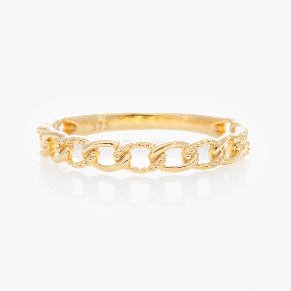 Solid Gold Textured Chain Link Ring | Local Eclectic – local eclectic
