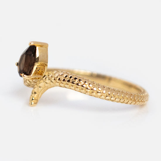 Solid Gold Smoky Quartz Snake Ring for Transformation | Local Eclectic ...