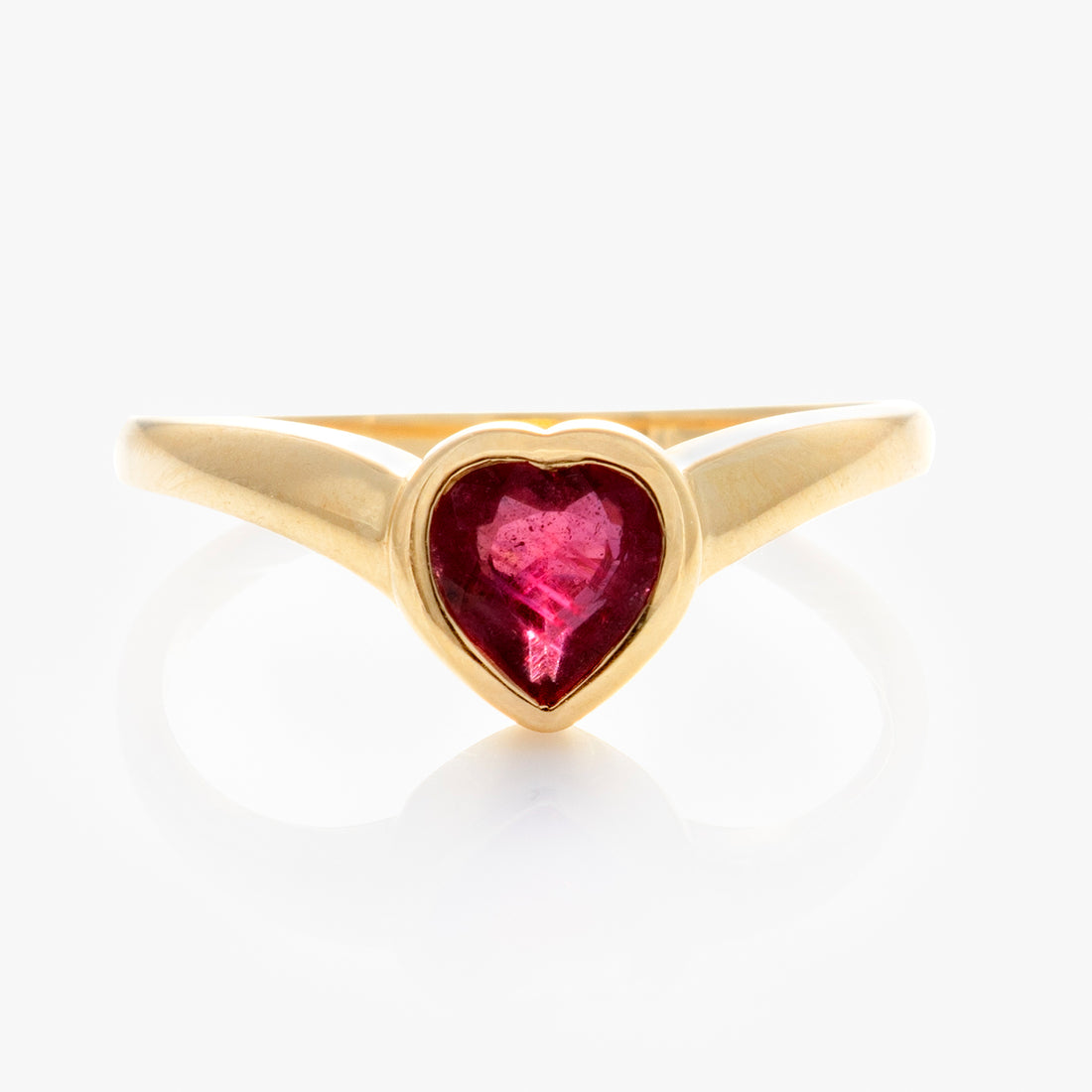 Solid Gold Bezel Set Ruby Heart Ring | Local Eclectic – local eclectic