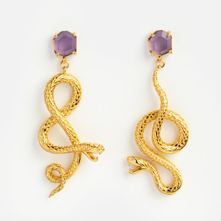 Awaken Amethyst Snake Earrings | Local Eclectic – local eclectic