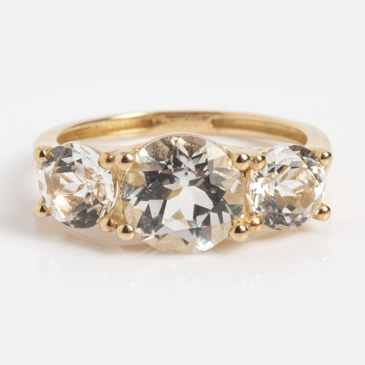 Solid Gold Trilogy Birthstone Pinky Ring White Topaz Sample Size 4 ...