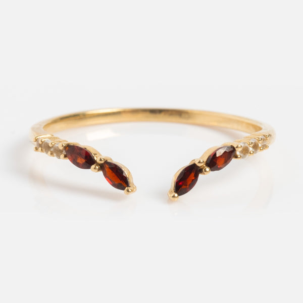Solid Gold Delicate Garnet Stacking Ring | Local Eclectic – local eclectic