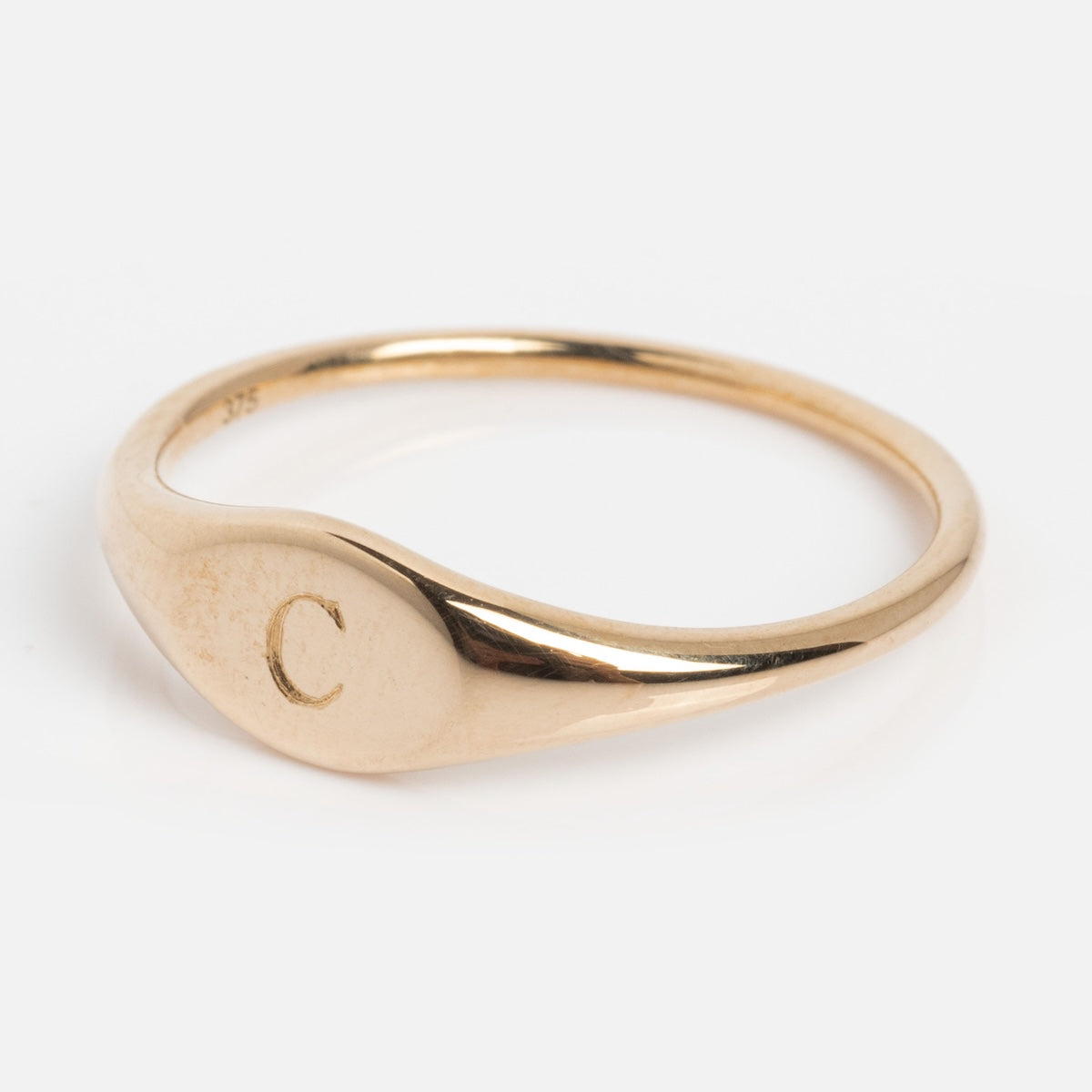 Solid Gold Engravable Simple Signet Ring "C" Sample Size 7 – local eclectic