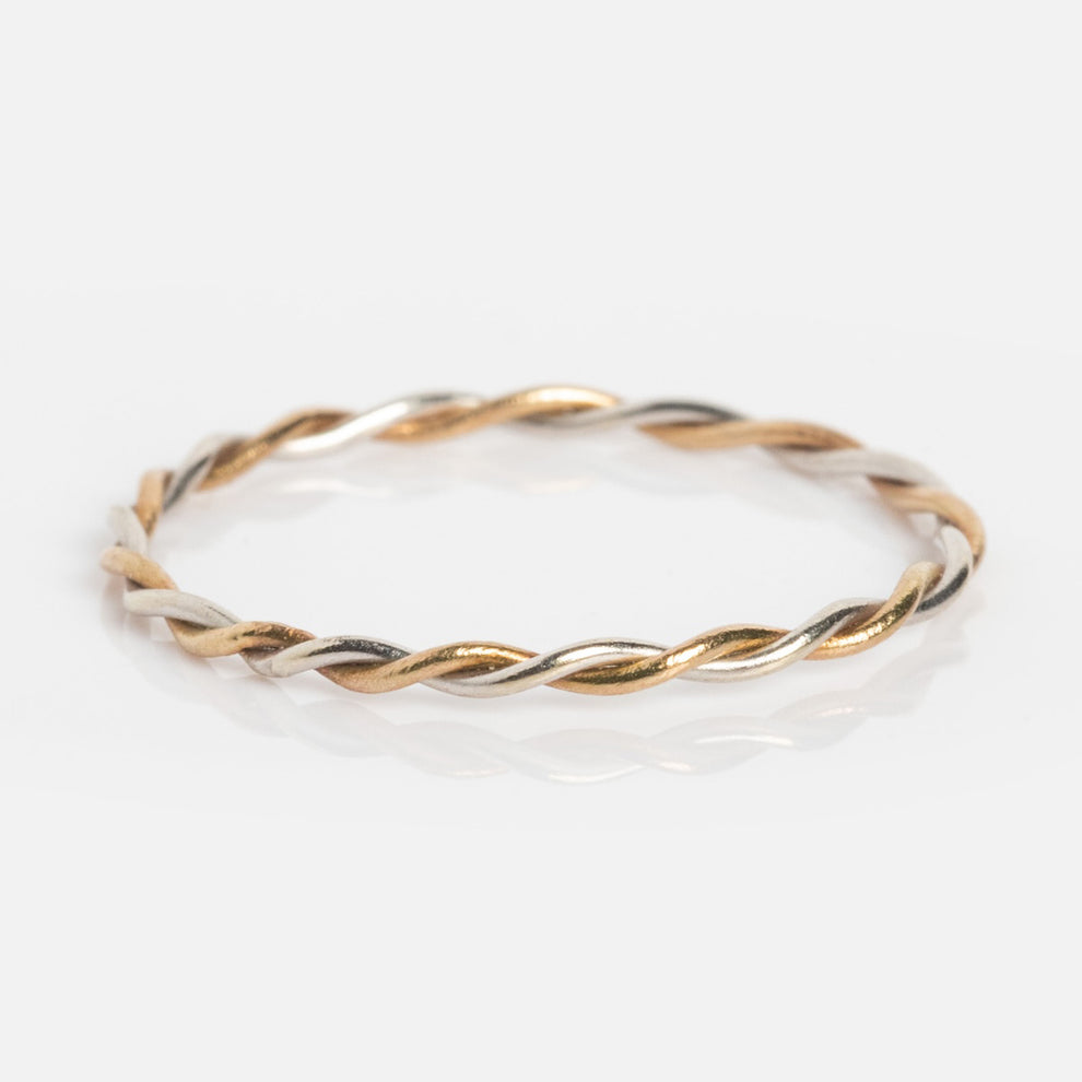 Solid Gold Featherweight Mixed Metal Stacking Ring | Local Eclectic – local eclectic