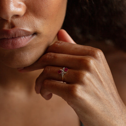 Vintage 14k Milgrain Ruby and Diamond Crossover Ring Size 5.5 – local ...