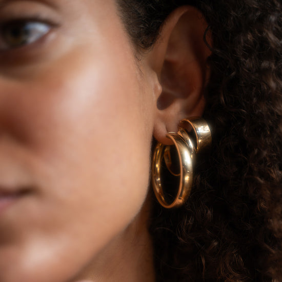 Solid Gold Medium Hollow Hoops | Local Eclectic – local eclectic