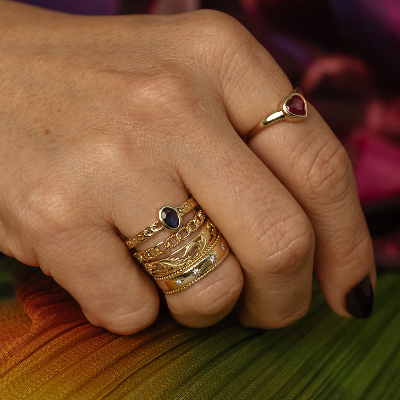 Solid Gold Bezel Set Ruby Heart Ring | Local Eclectic – local eclectic