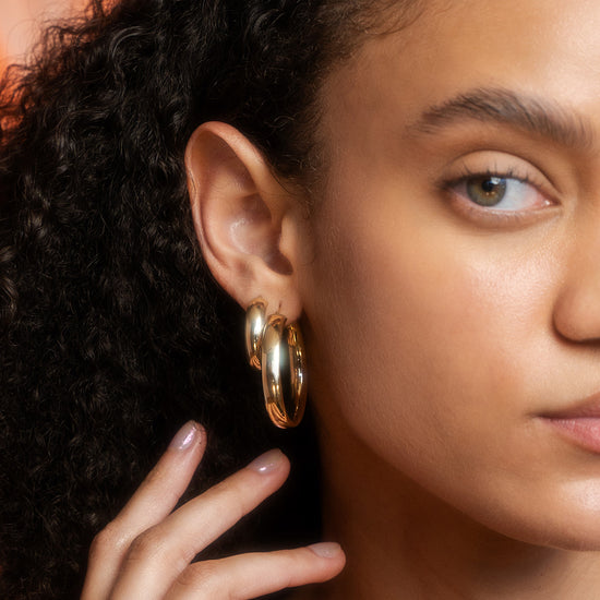 Solid Gold Medium Hollow Hoops | Local Eclectic – local eclectic