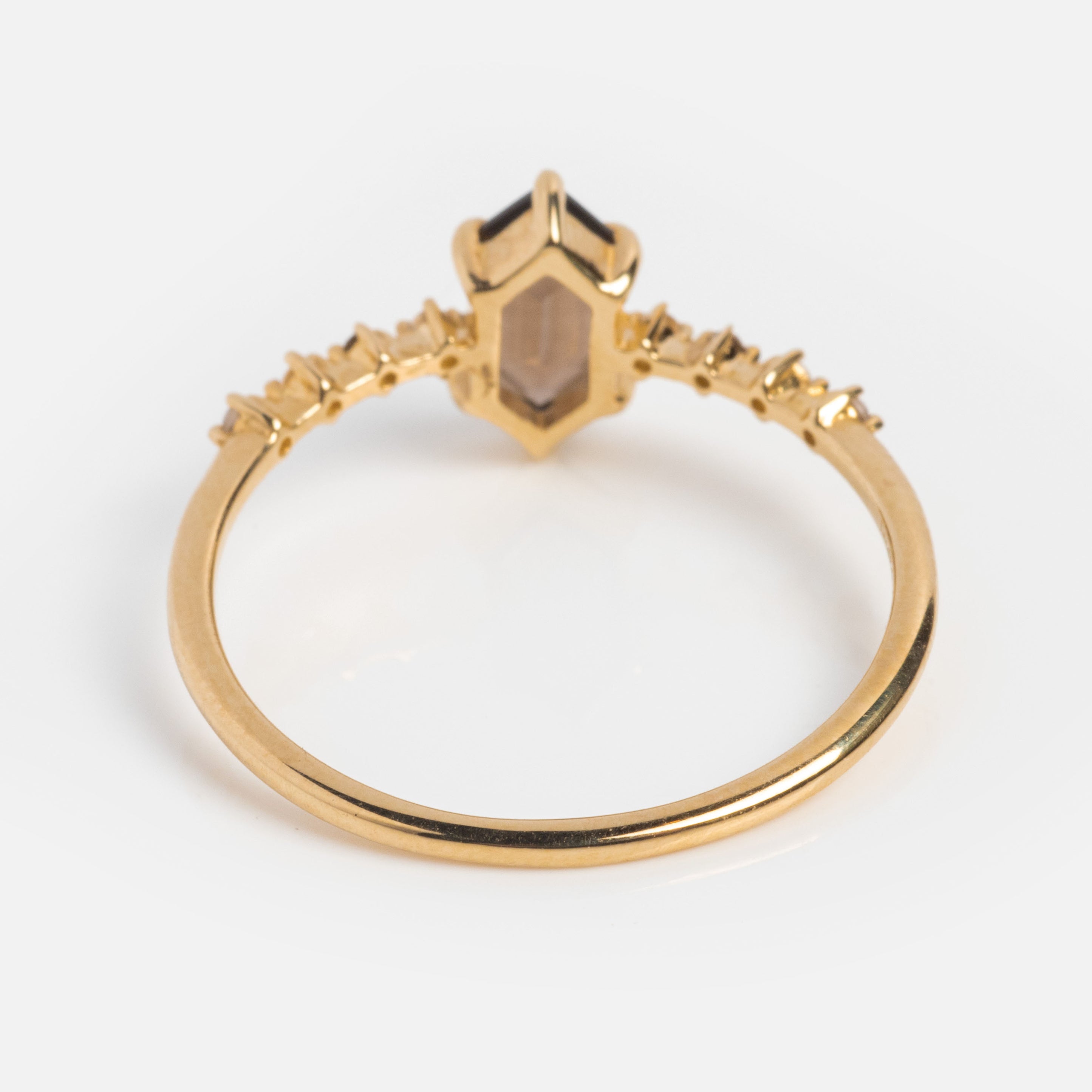 Solid Gold Smoky Quartz Hexagon Ring for Courage | Local Eclectic ...