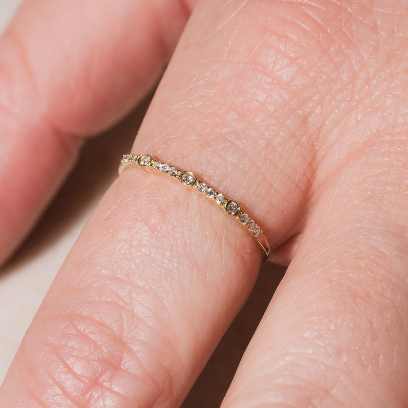 Solid Gold Delicate White Sapphire Stacking Band | Local Eclectic – local eclectic