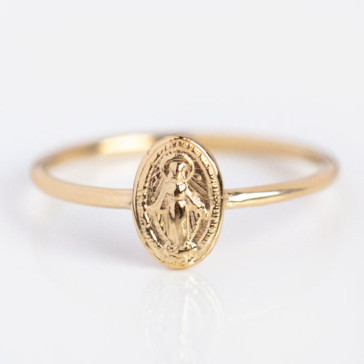 Solid Gold Virgin Mary Medal Ring | Local Eclectic – local eclectic