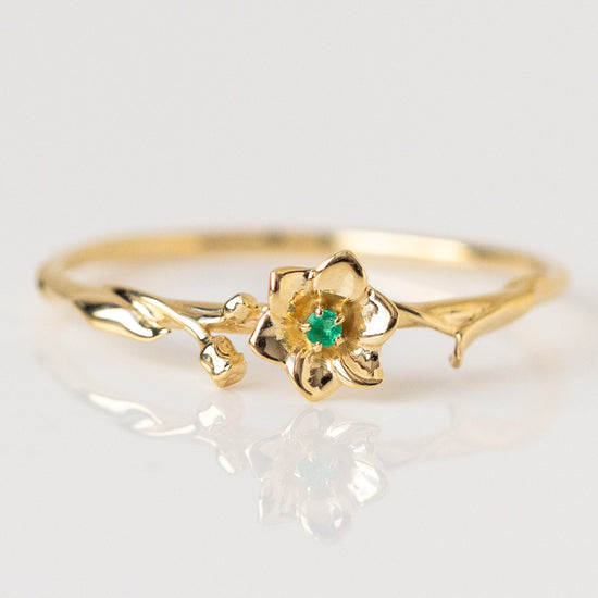 Solid Gold Birth Flower Rings With Birthstones | Local Eclectic – local ...